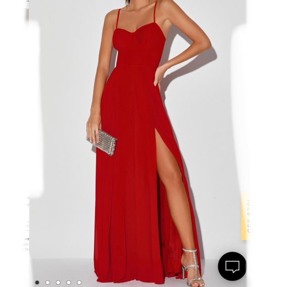 Lulus | Dresses | Lulus Red Pleated Bustier Maxi Dress Xl Nwt | Poshmark